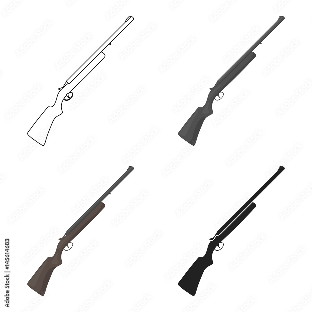 Hunting rifle icon in cartoon style isolated on white background ...