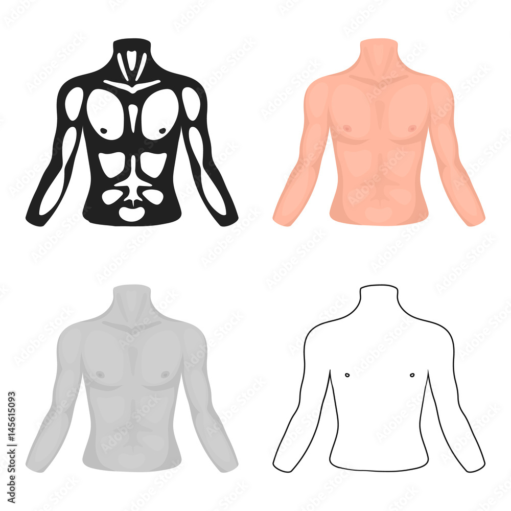 Chest icon in cartoon style isolated on white background. Part of body ...