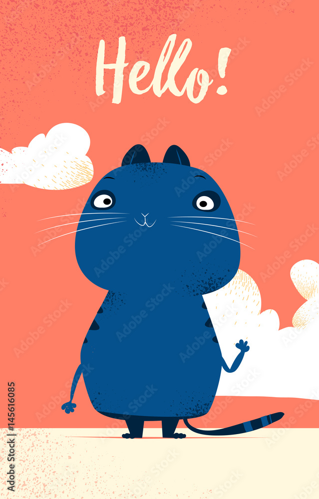 Gatto buffo saluta Stock Vector | Adobe Stock