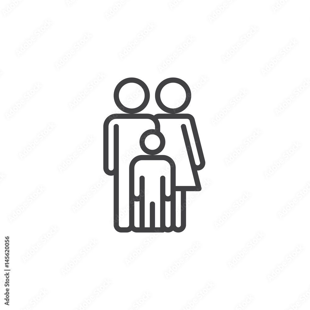 Family line icon, outline vector sign, linear style pictogram isolated ...