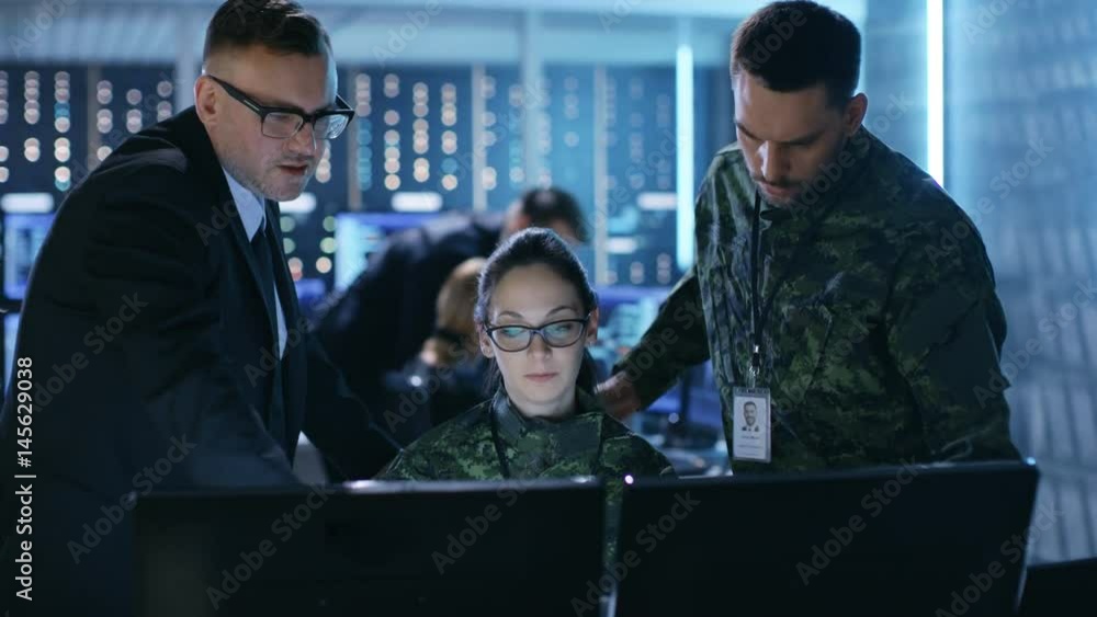 Government Surveillance Agency and Military Joint Operation. Male Agent ...