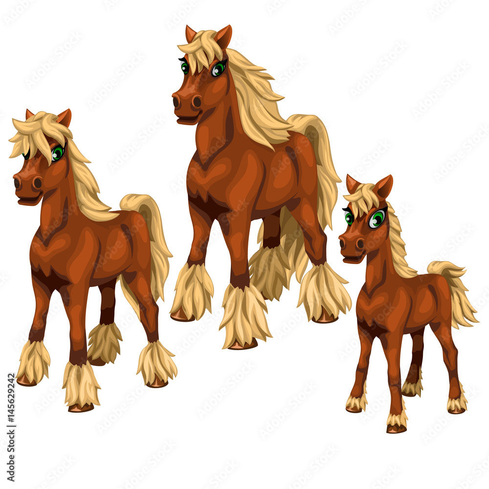 Cartoon horses on white background. Vector Stock Vector | Adobe Stock