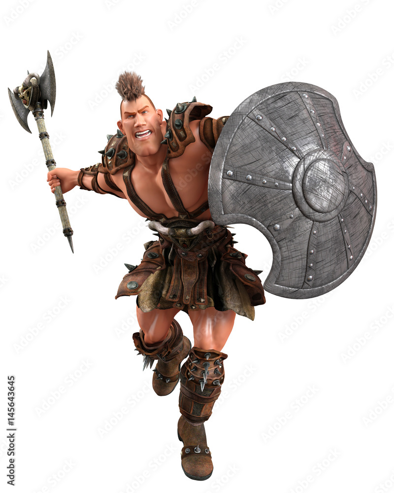 barbarian cartoon attack Stock Illustration | Adobe Stock