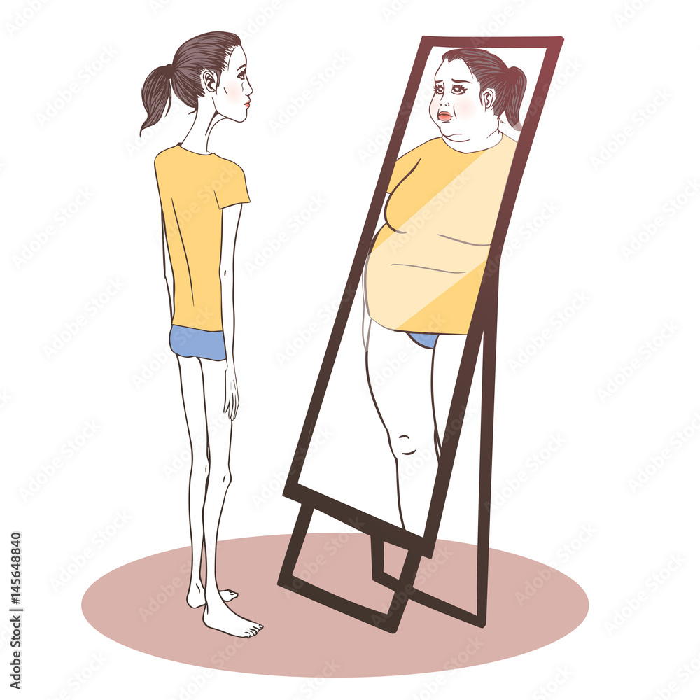 Young woman suffering from anorexia Stock-Vektorgrafik | Adobe Stock