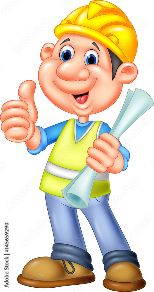 Cartoon Construction worker repairman Stock Vector | Adobe Stock