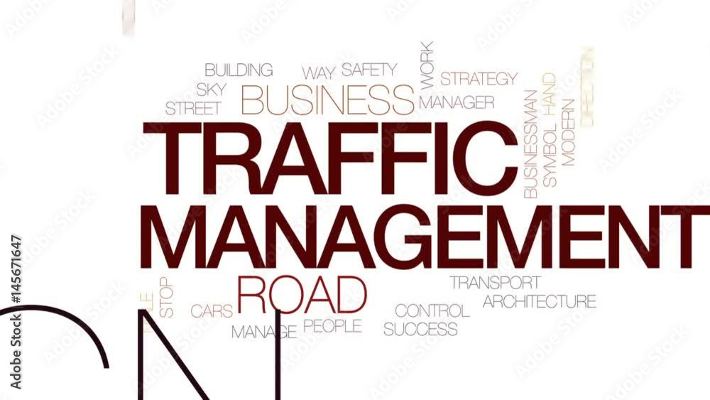 Traffic management animated word cloud, text design animation. Kinetic ...