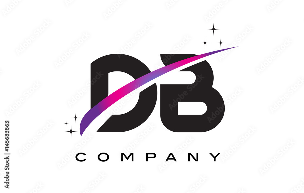 DB D B Black Letter Logo Design with Purple Magenta Swoosh Stock Vector ...