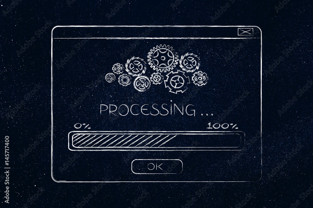 pop-up with progress bar and gearwheels Stock Illustration | Adobe Stock