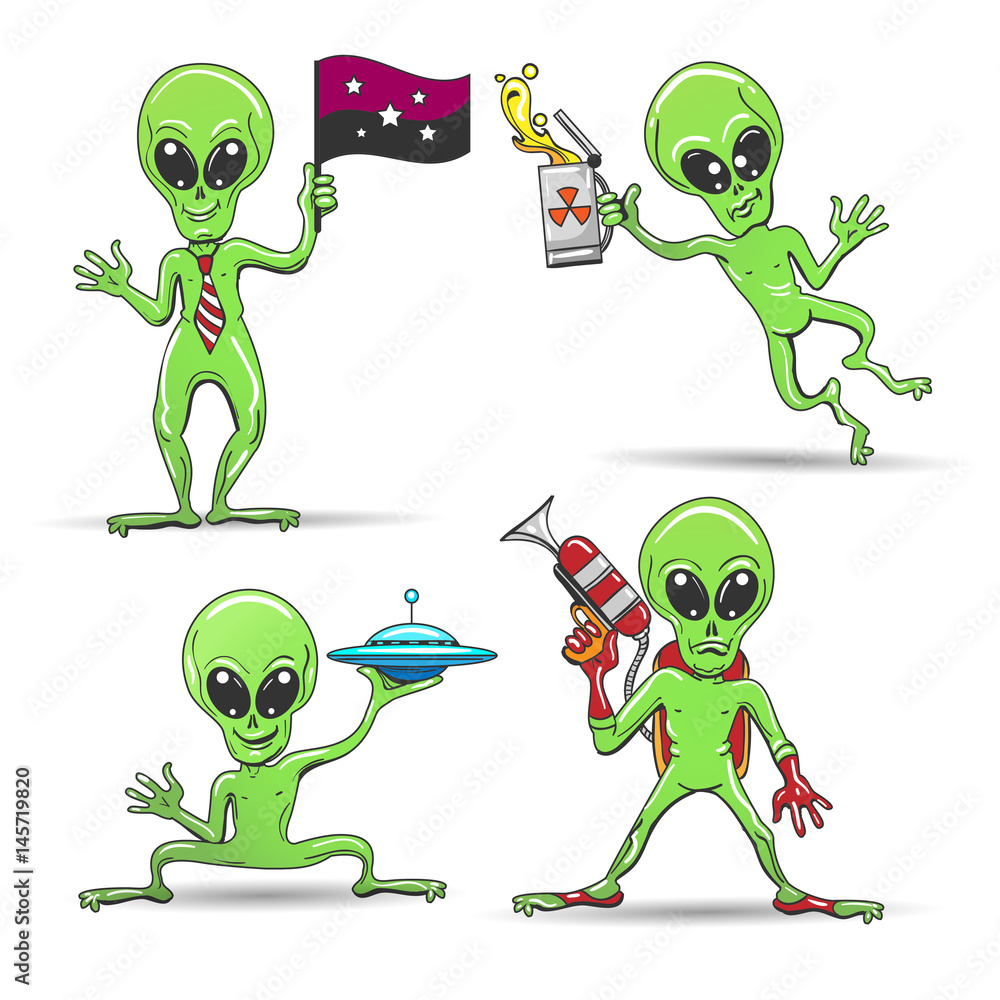 Cartoon Aliens Set Stock Vector | Adobe Stock
