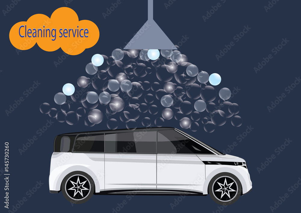 Cleaning service Realistic car transparent drops art creative modern ...