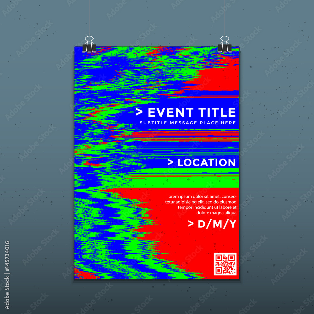 vector glitch background poster template. Stock Vector | Adobe Stock