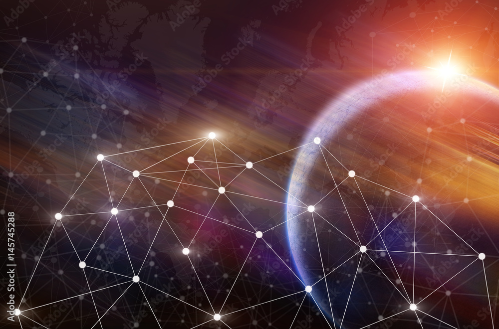 Connection symbols communication lines. Smart wireless communication ...