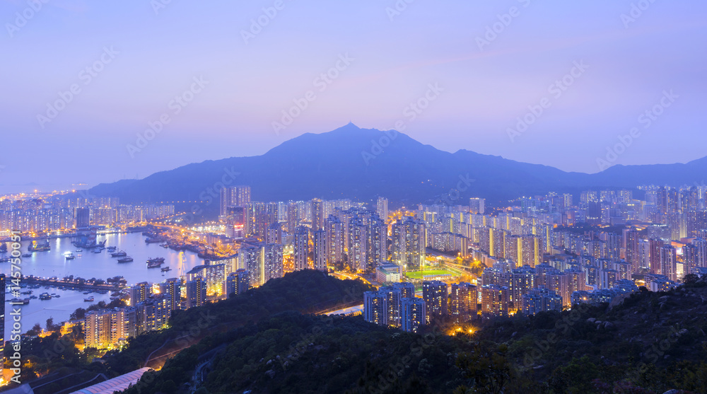 Hong Kong Tuen Mun skyline and South China sea Stock Photo | Adobe Stock