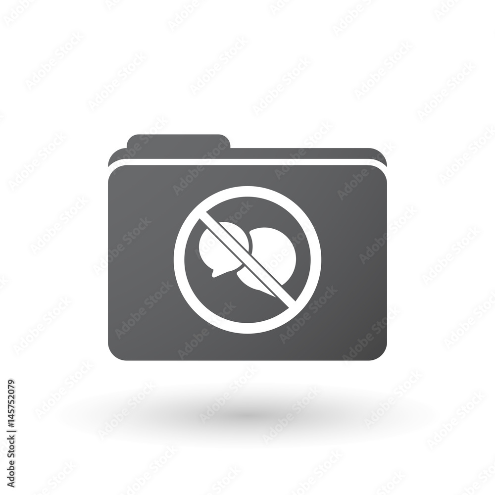 Isolated folder signal with two comic balloons in a not allowed signal ...