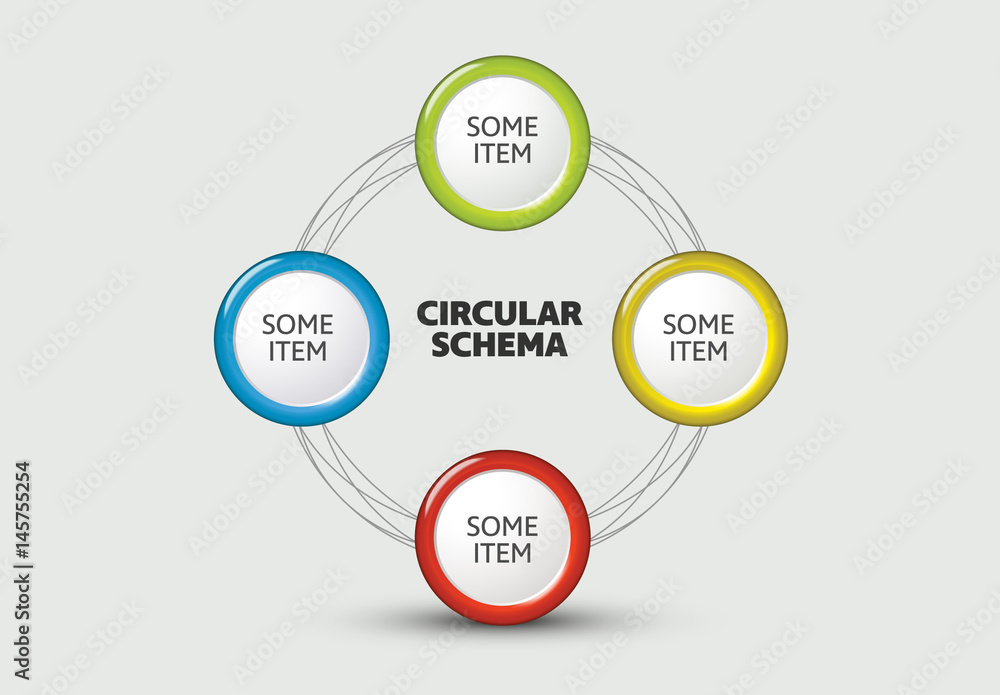 Glossy Connected Circle Diagram Stock Template | Adobe Stock