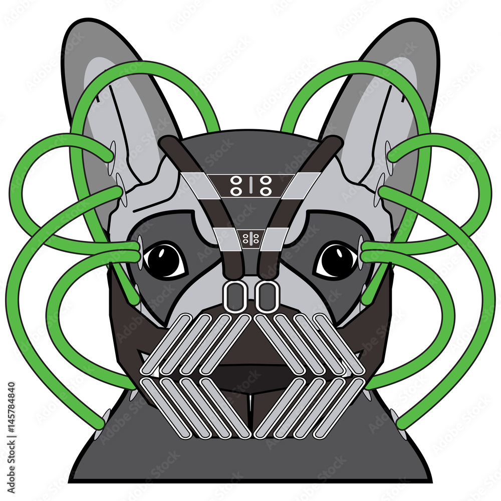 Poster Comic Villain symbol in dark gray costume, with metal mask green ...