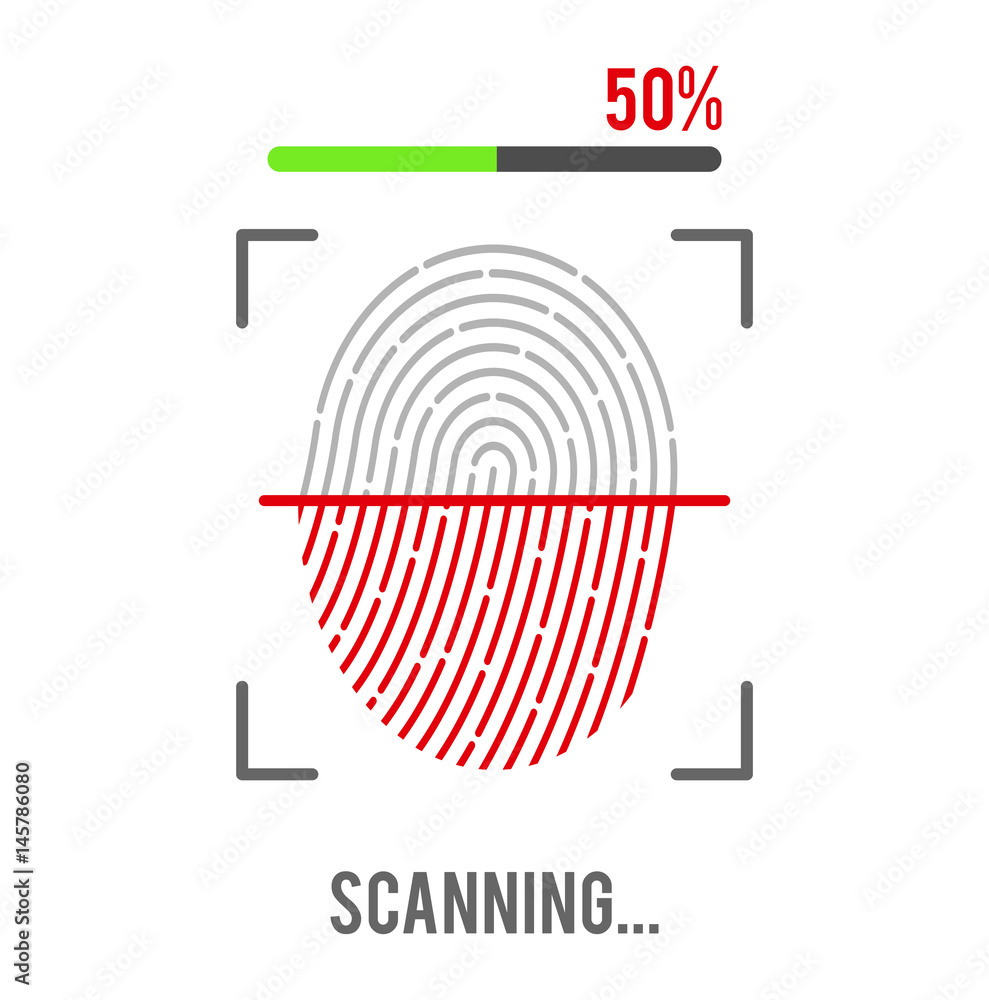 Fingerprint scanning icon isolated on white background. Biometric authorization symbol. Vector ...