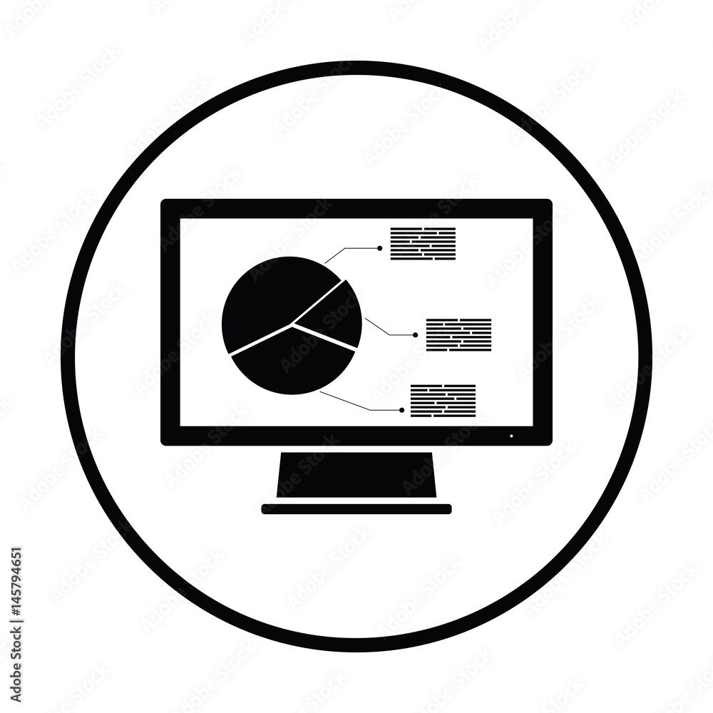 Monitor with analytics diagram icon Stock Vector | Adobe Stock