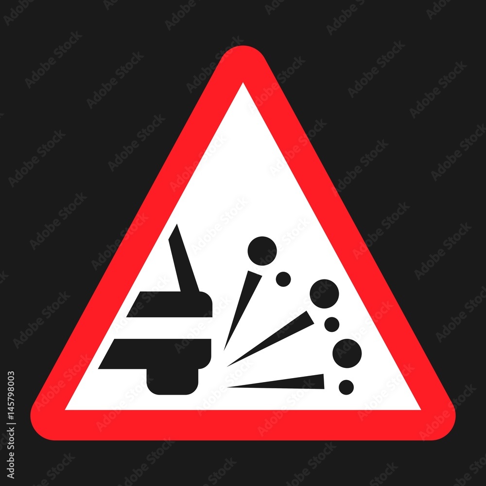 Loose chippings and gravel flat icon, Traffic and road sign, vector ...
