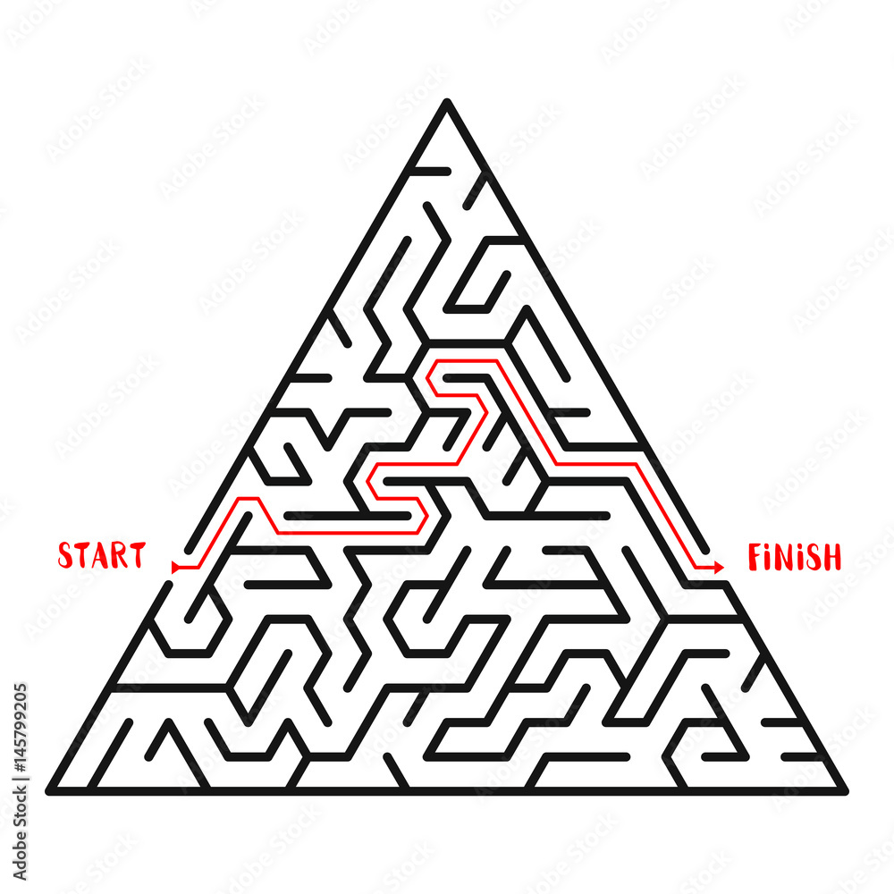 Triangular Maze Game background. Labyrinth with entry and exit. Vector Illustration. Stock ...