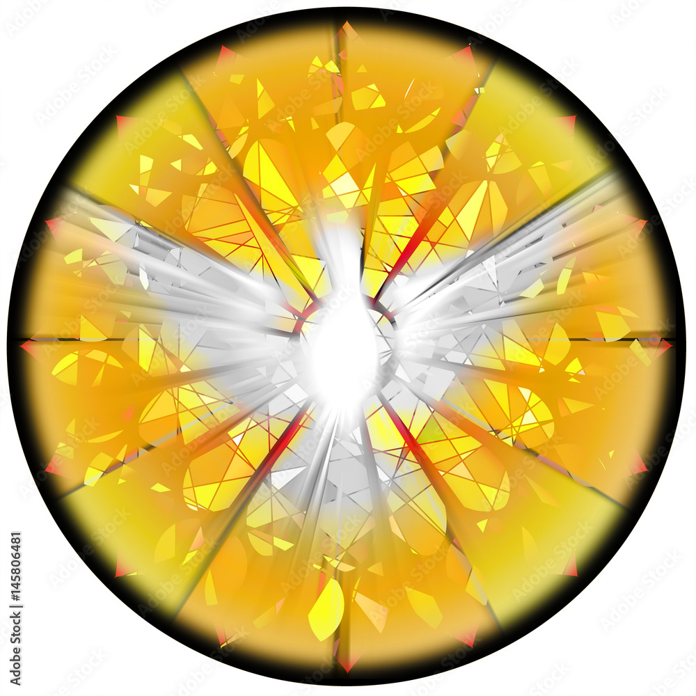 Holy Spirit, Pentecost or Confirmation symbol with a dove, and bursting ...