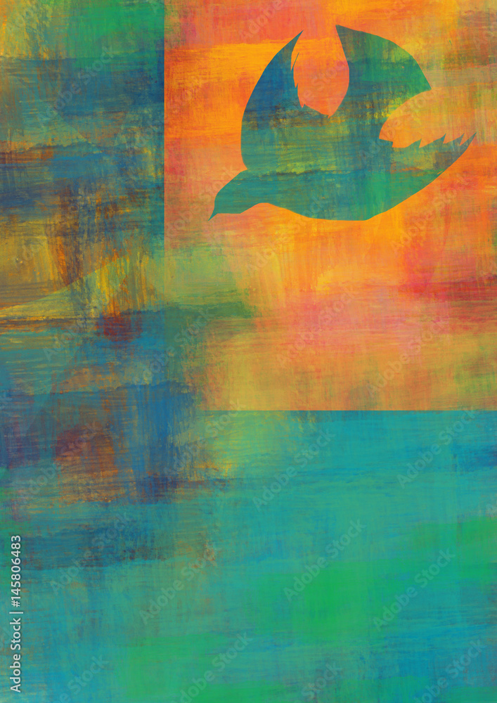 Holy Spirit, Pentecost or Confirmation symbol with a dove, and bursting ...