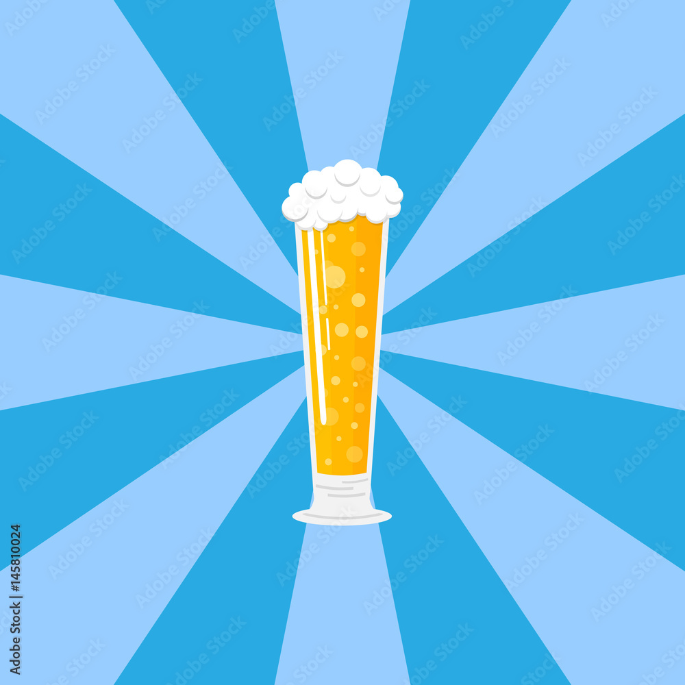 Pilsner - glass of beer with foam. Vector. Stock Vector | Adobe Stock