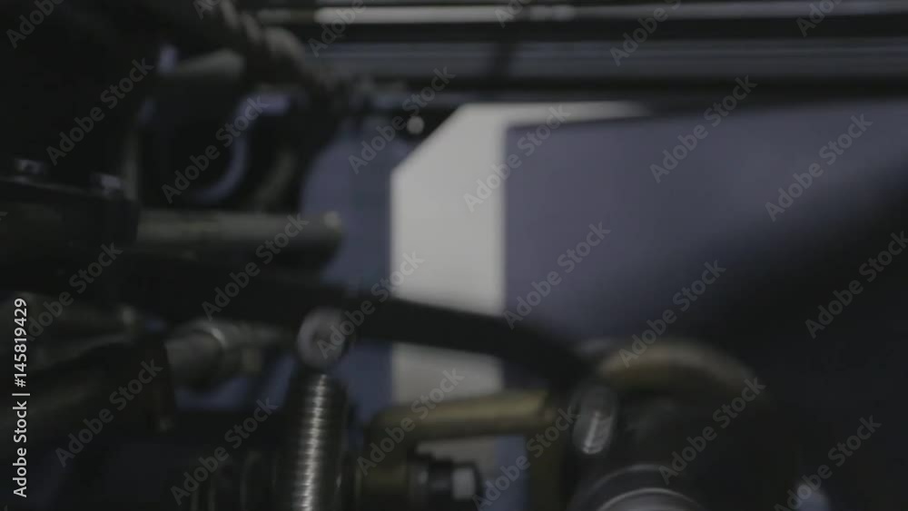 Old automated line for making packaging production. Industry equipment ...