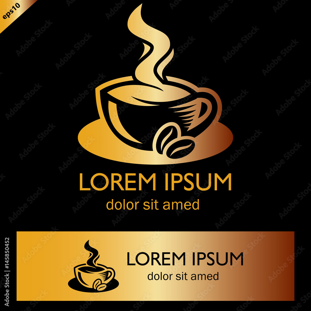 gold coffe logo Stock Vector | Adobe Stock