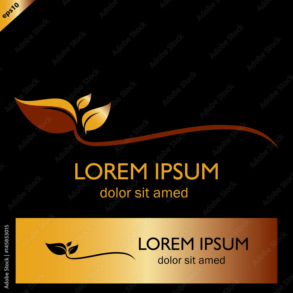 gold leaF logo Stock Vector | Adobe Stock