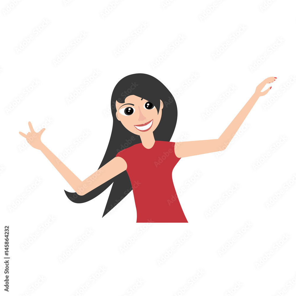 Woman celebrating cartoon icon vector illustration graphic design Stock ...
