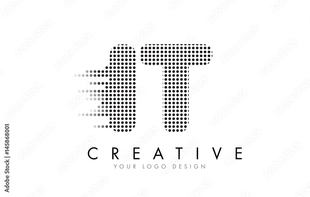 IT I T Letter Logo with Black Dots and Trails. Stock Vector | Adobe Stock