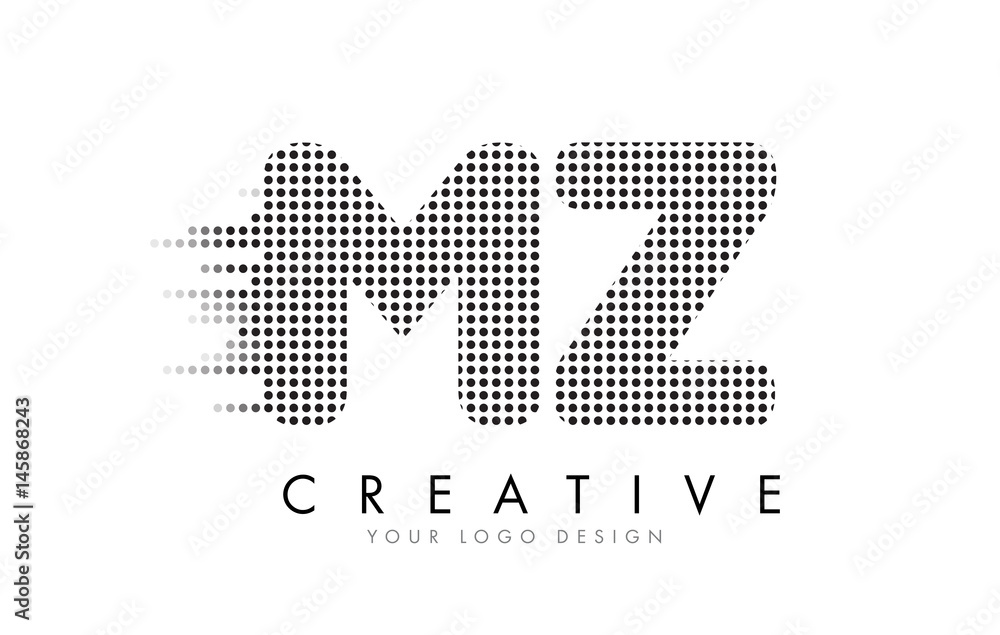 MZ M Z Letter Logo with Black Dots and Trails. Stock Vector | Adobe Stock