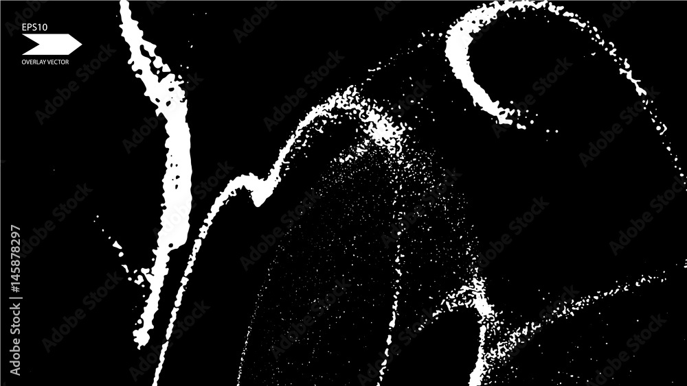 ภาพประกอบสต็อก Overlay texture vector. Exploding particles, flying ...