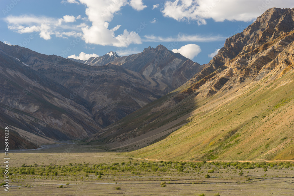 Beautiful mountain texture and landscape in Zanskar valley in summer ...