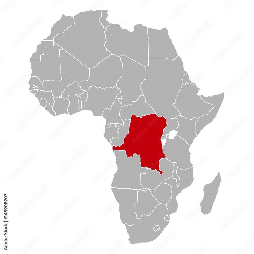 Demokratische Republik Kongo auf Afrika Karte Stock-Vektorgrafik | Adobe Stock
