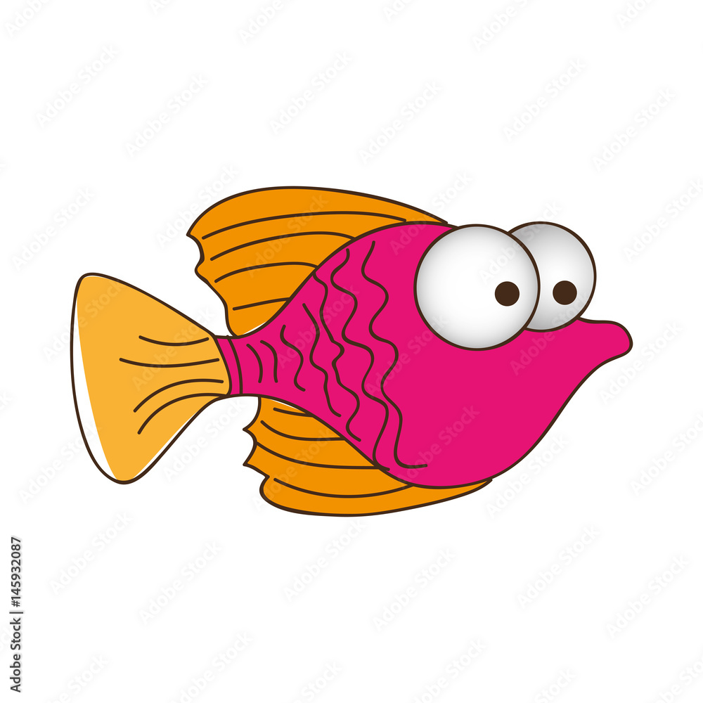 color silhouette of small fish with big eyes vector illustration Stock ...