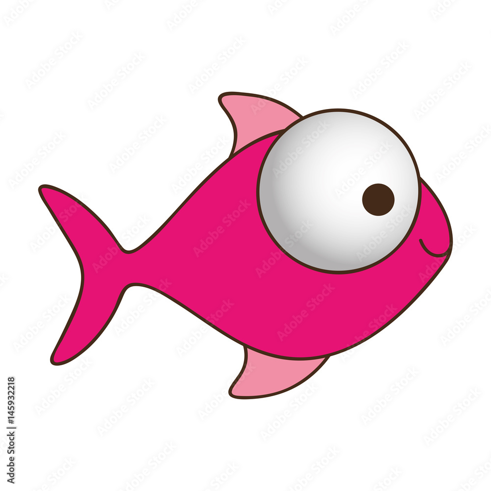 color silhouette of fish with big eye and small pupil vector ...