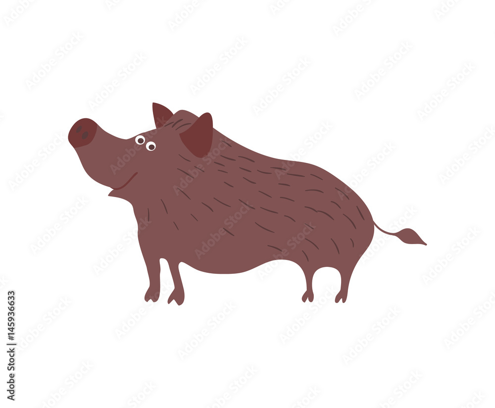 Wild boar personage vector illustration isolated on white background ...