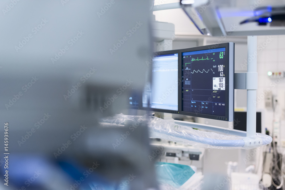 Anesthesia monitor in catheter lab Stock Photo | Adobe Stock