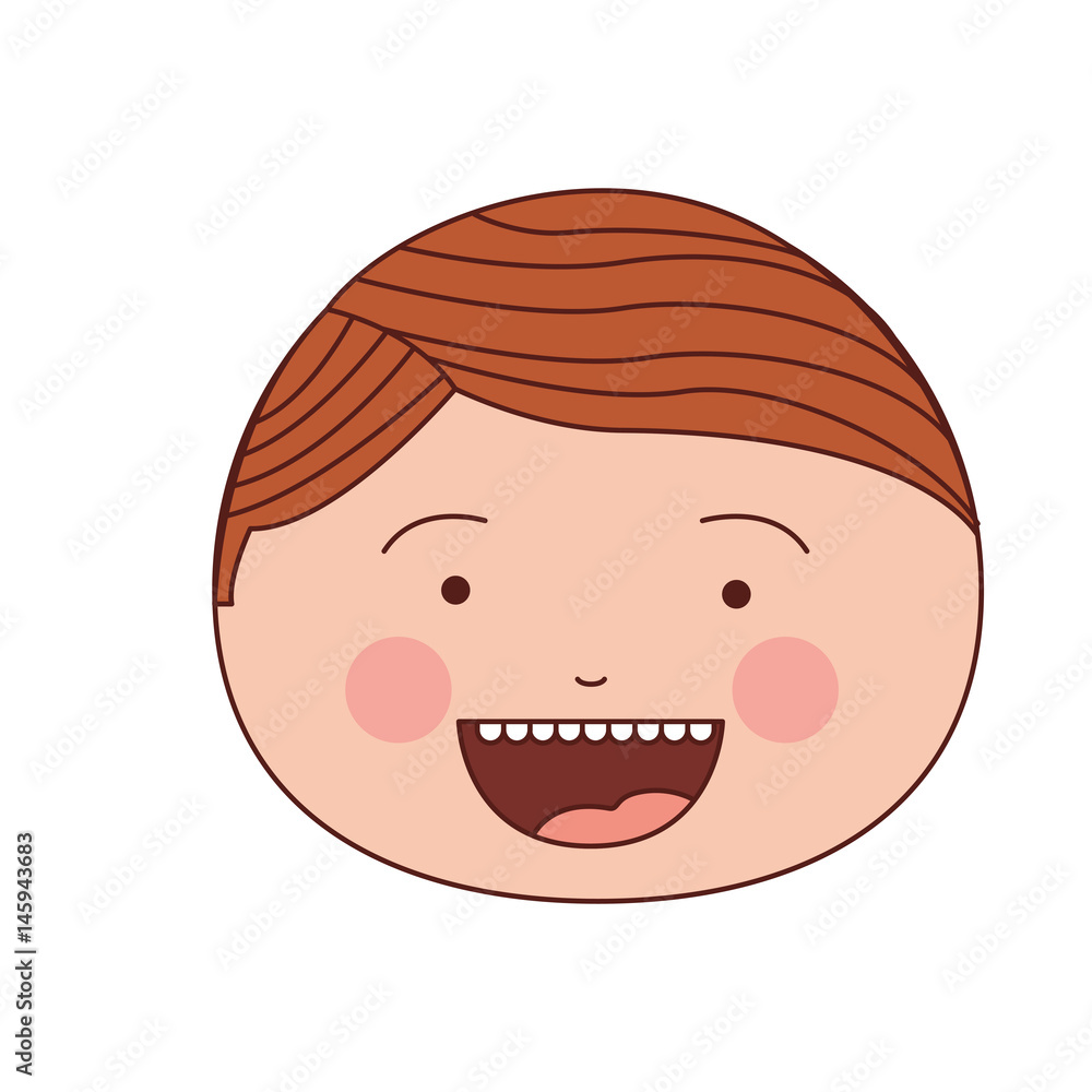 color silhouette smile expression cartoon front face guy with orange ...