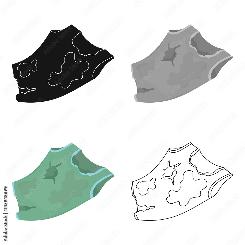 Torn t-shirt icon in cartoon style isolated on white background. Trash ...