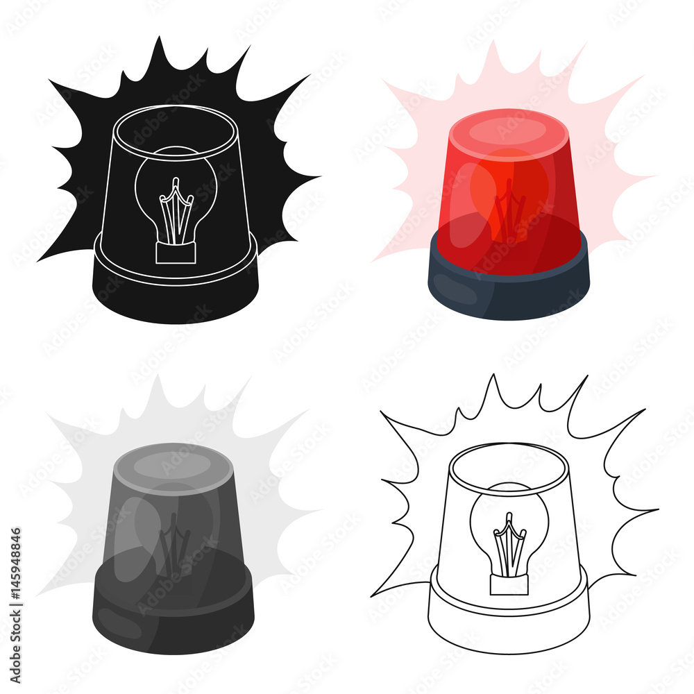 Emergency rotating beacon light icon in cartoon style isolated on white ...