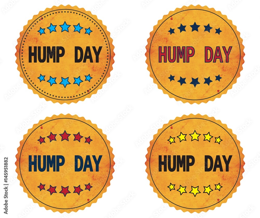HUMP DAY text, on round wavy border vintage, stamp badge. Stock ...