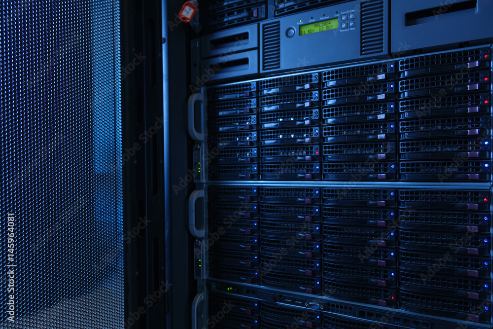 Many powerful servers running in the data center server room Stock-Foto ...