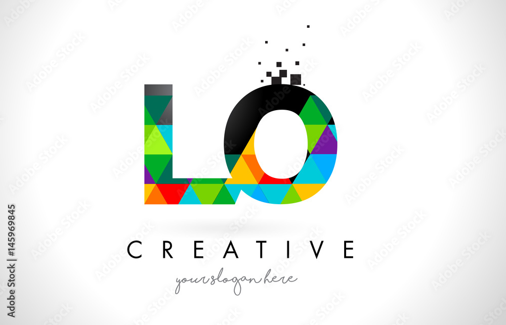 LO L O Letter Logo with Colorful Triangles Texture Design Vector. Stock ...
