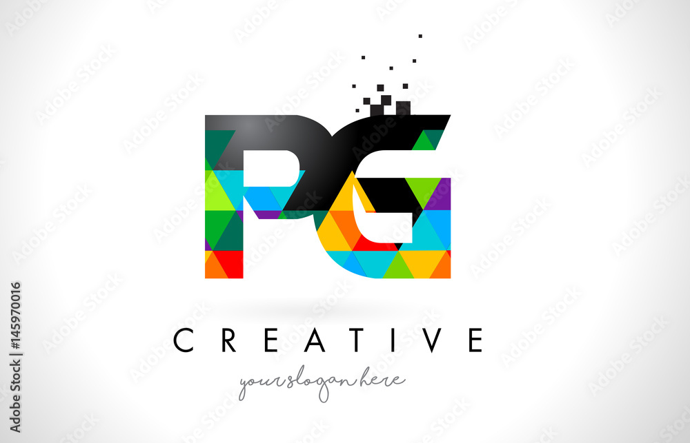 PG P G Letter Logo with Colorful Triangles Texture Design Vector. Stock ...