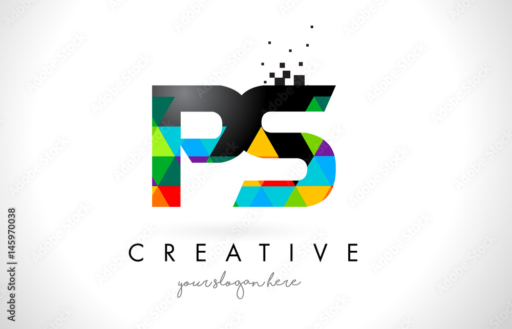 PS P S Letter Logo with Colorful Triangles Texture Design Vector. Stock ...