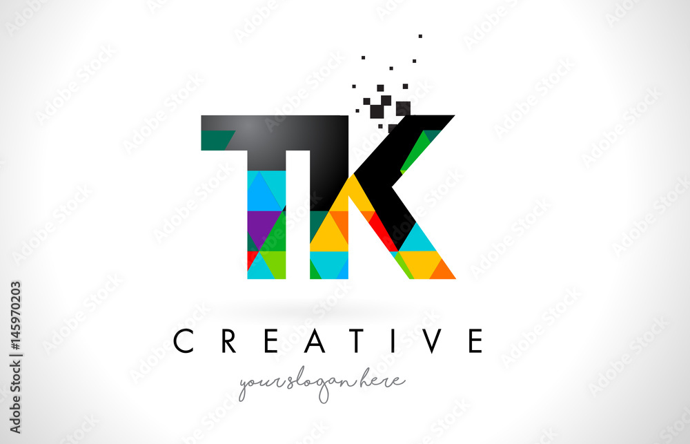 TK T K Letter Logo with Colorful Triangles Texture Design Vector. Stock ...