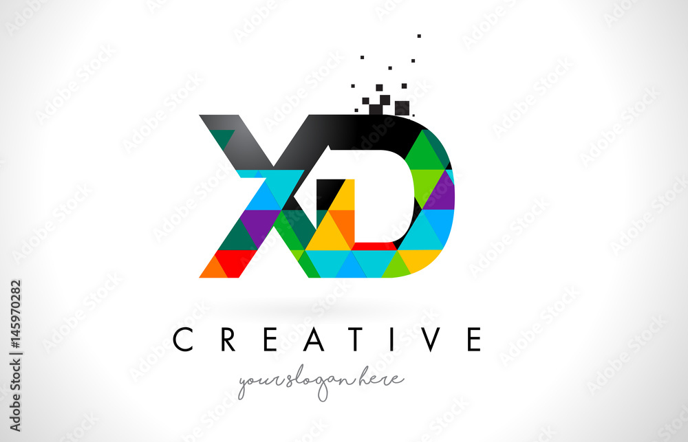 XD X D Letter Logo with Colorful Triangles Texture Design Vector. Stock ...